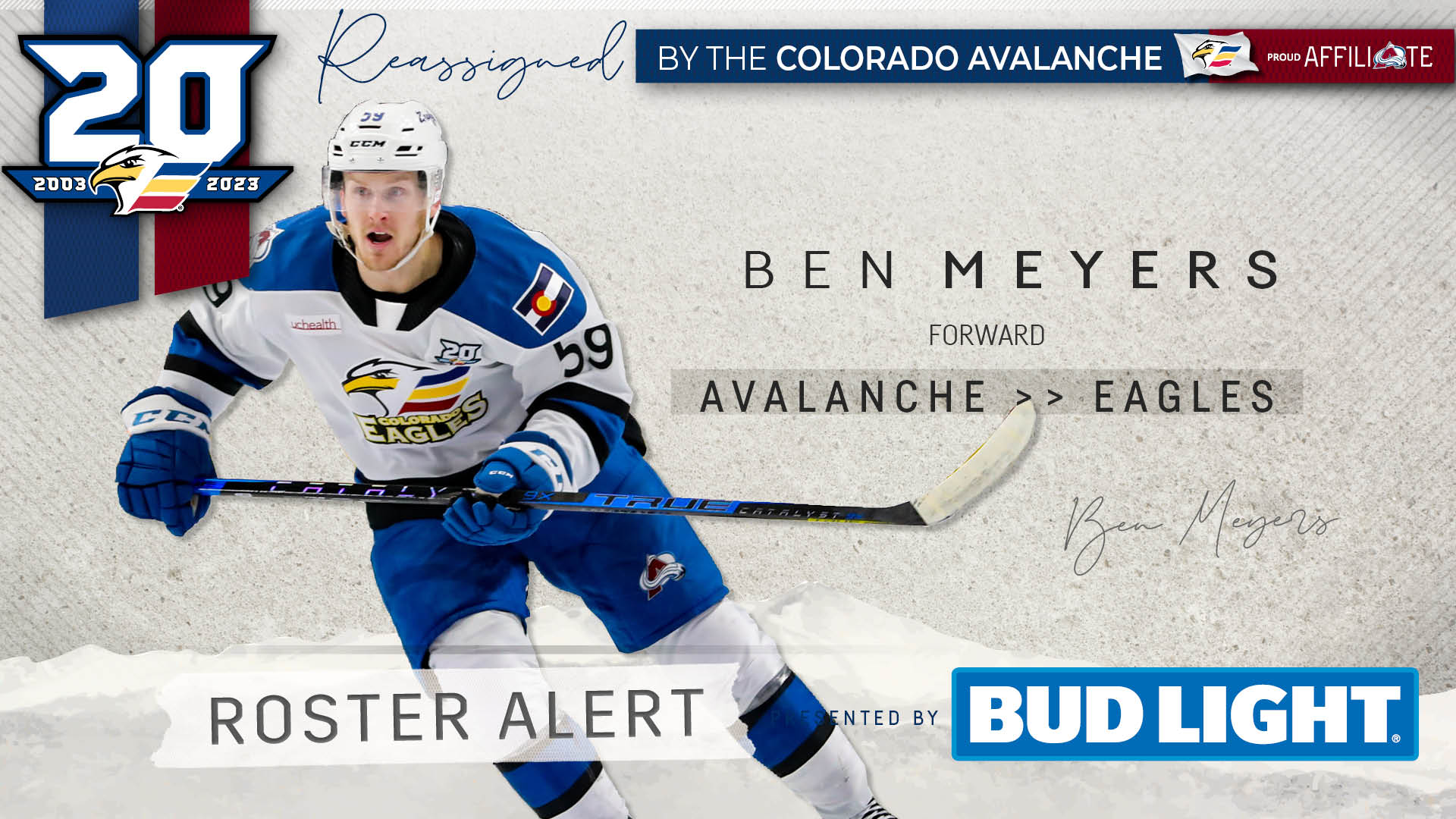 Forward Ben Meyers Reassigned to Colorado Eagles | Colorado Eagles