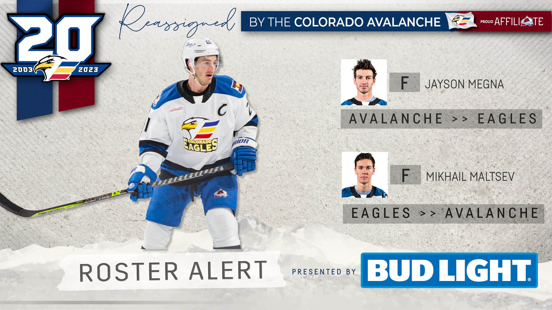Maltsev Recalled by Avalanche, Megna Returns to Eagles | Colorado Eagles