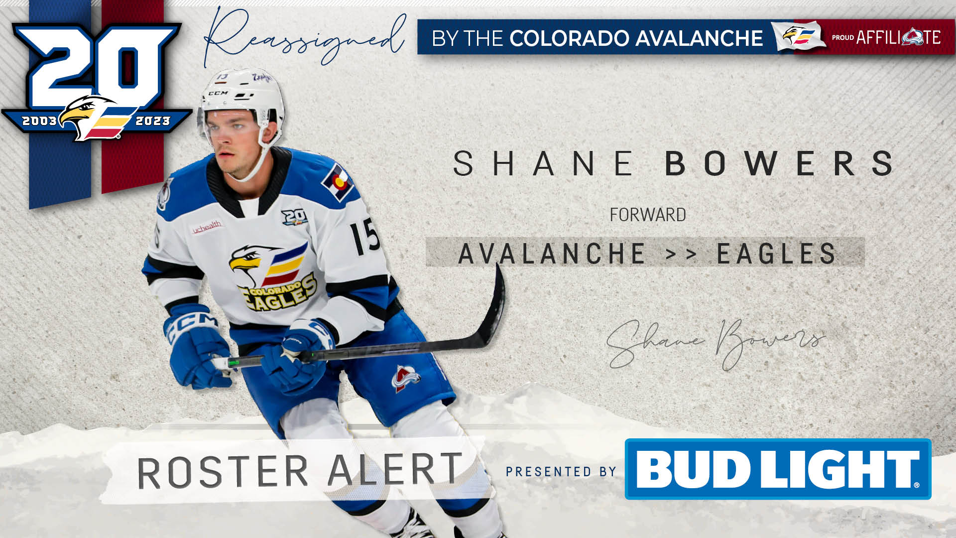 Forward Shane Bowers Reassigned to Eagles | Colorado Eagles