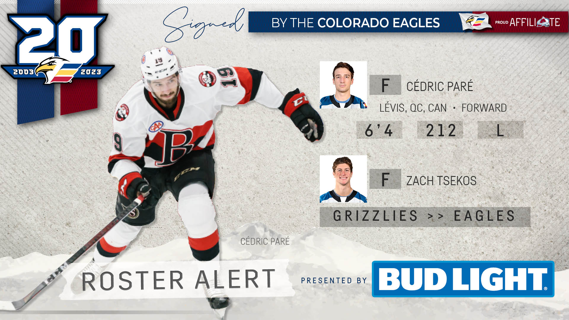 Eagles Sign Forward Cedric Pare to PTO, Recall Zach Tsekos | Colorado ...