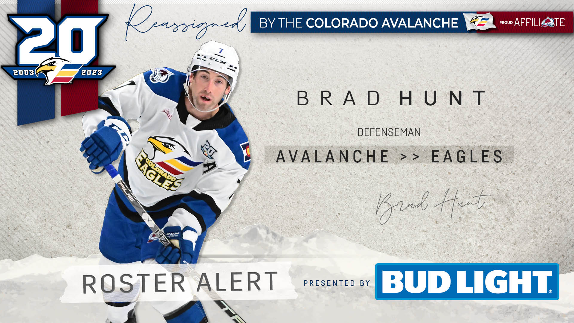 Defenseman Brad Hunt Reassigned to Eagles | Colorado Eagles