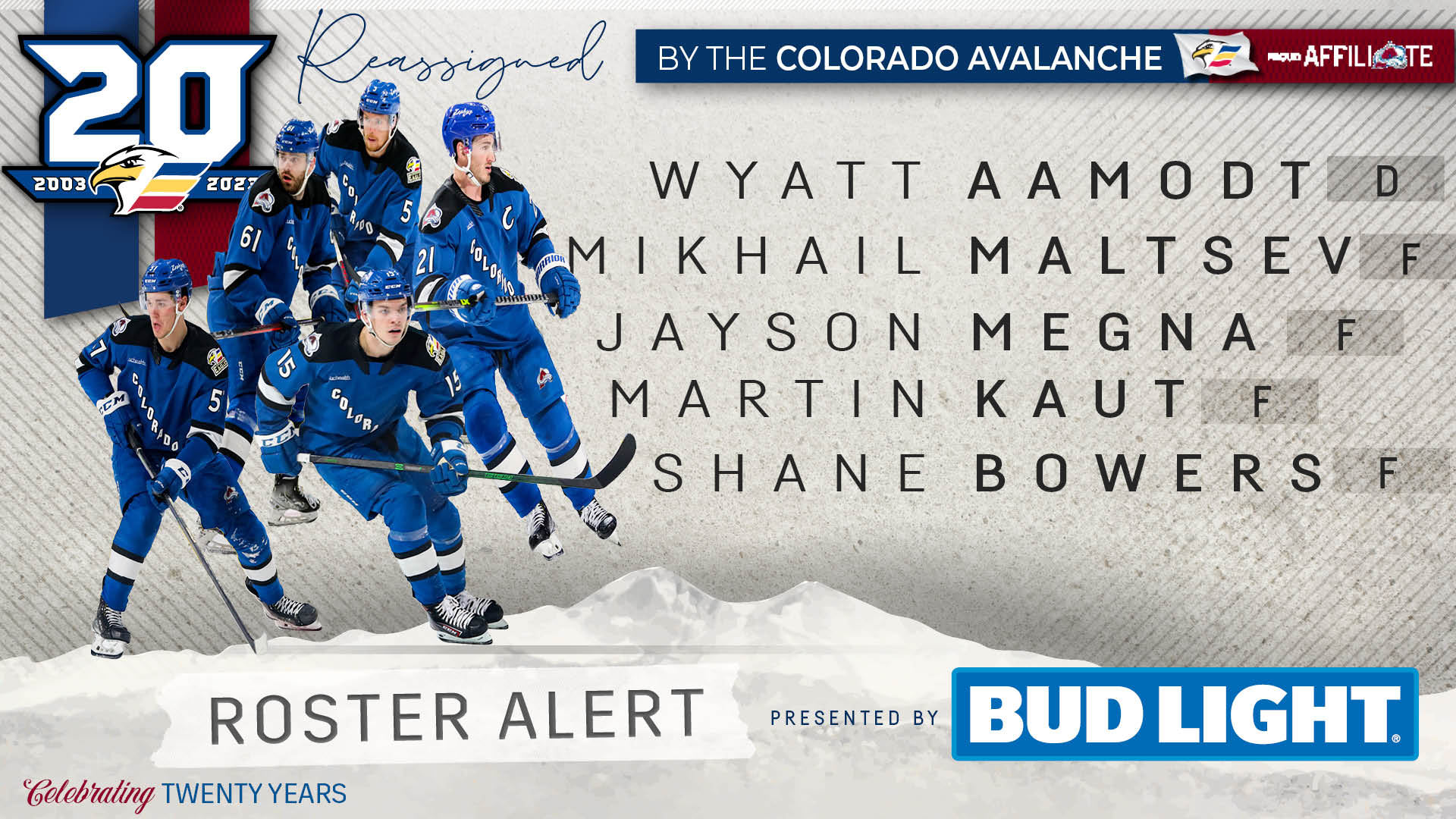 Colorado Avalanche Assign Five Players to Eagles | Colorado Eagles