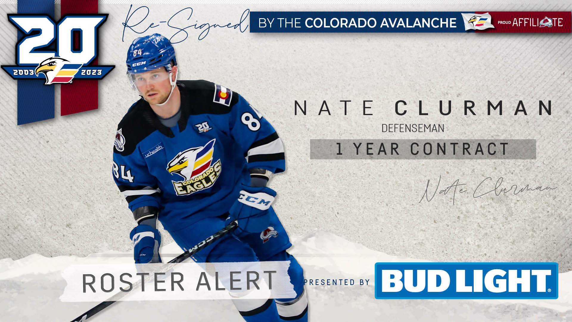 Avalanche Re-Signs Clurman | Colorado Eagles