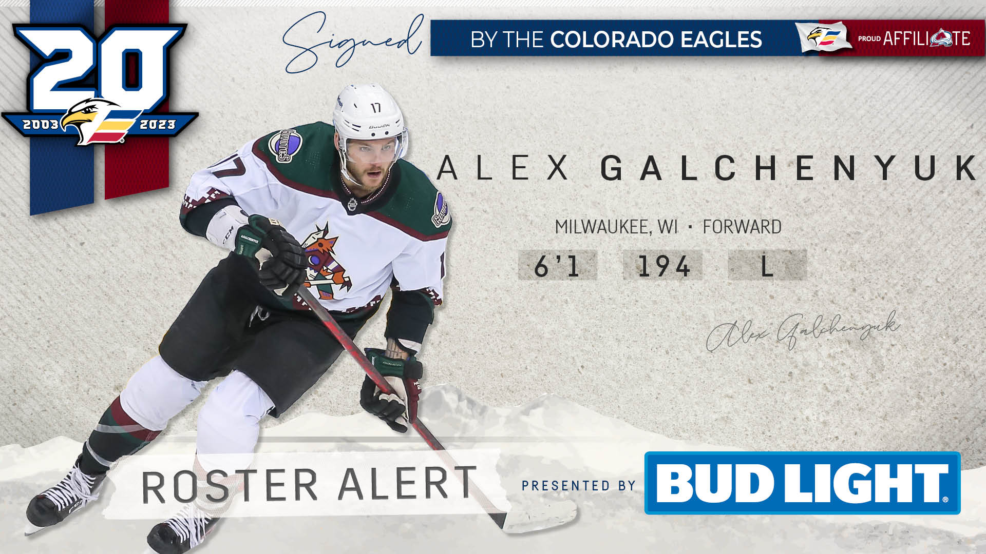 Eagles Sign Forward Alex Galchenyuk to PTO | Colorado Eagles