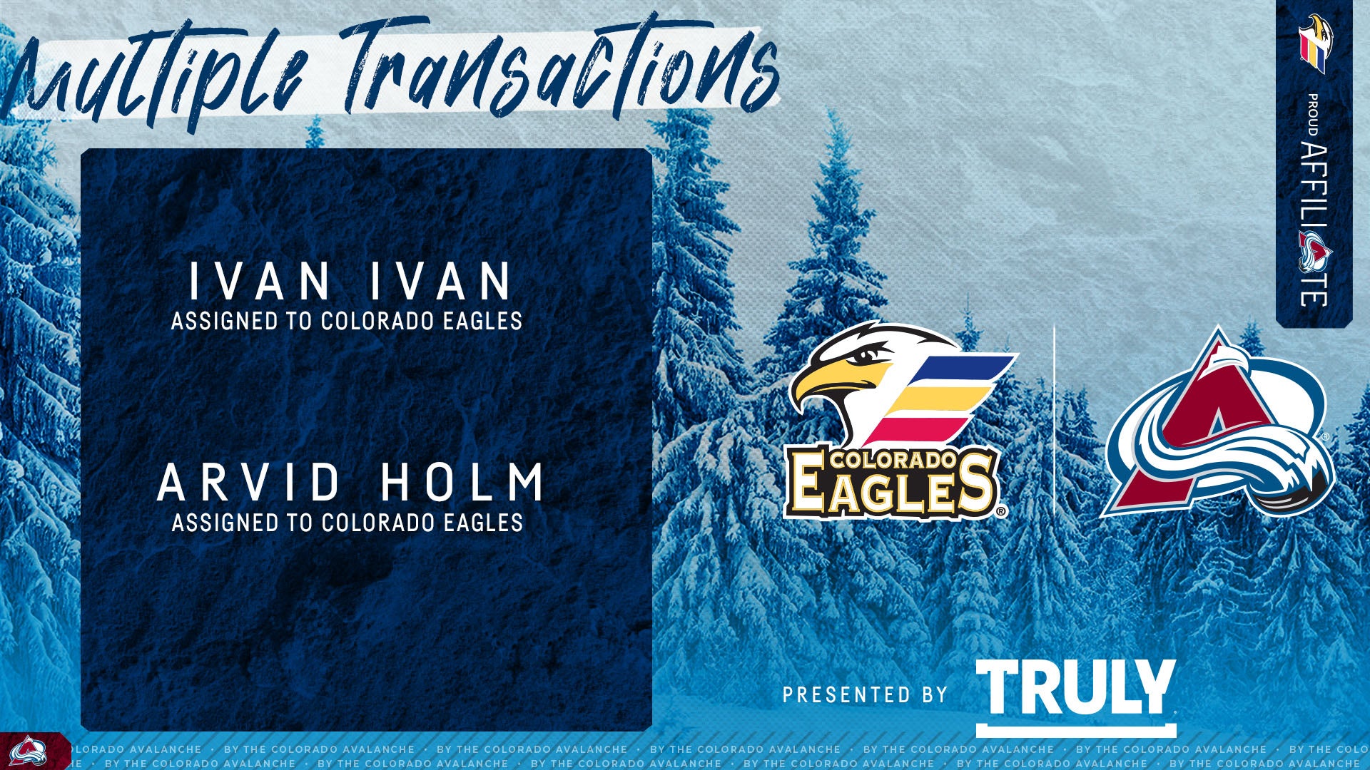 Ivan, Holm Reassigned to Colorado Eagles | Colorado Eagles