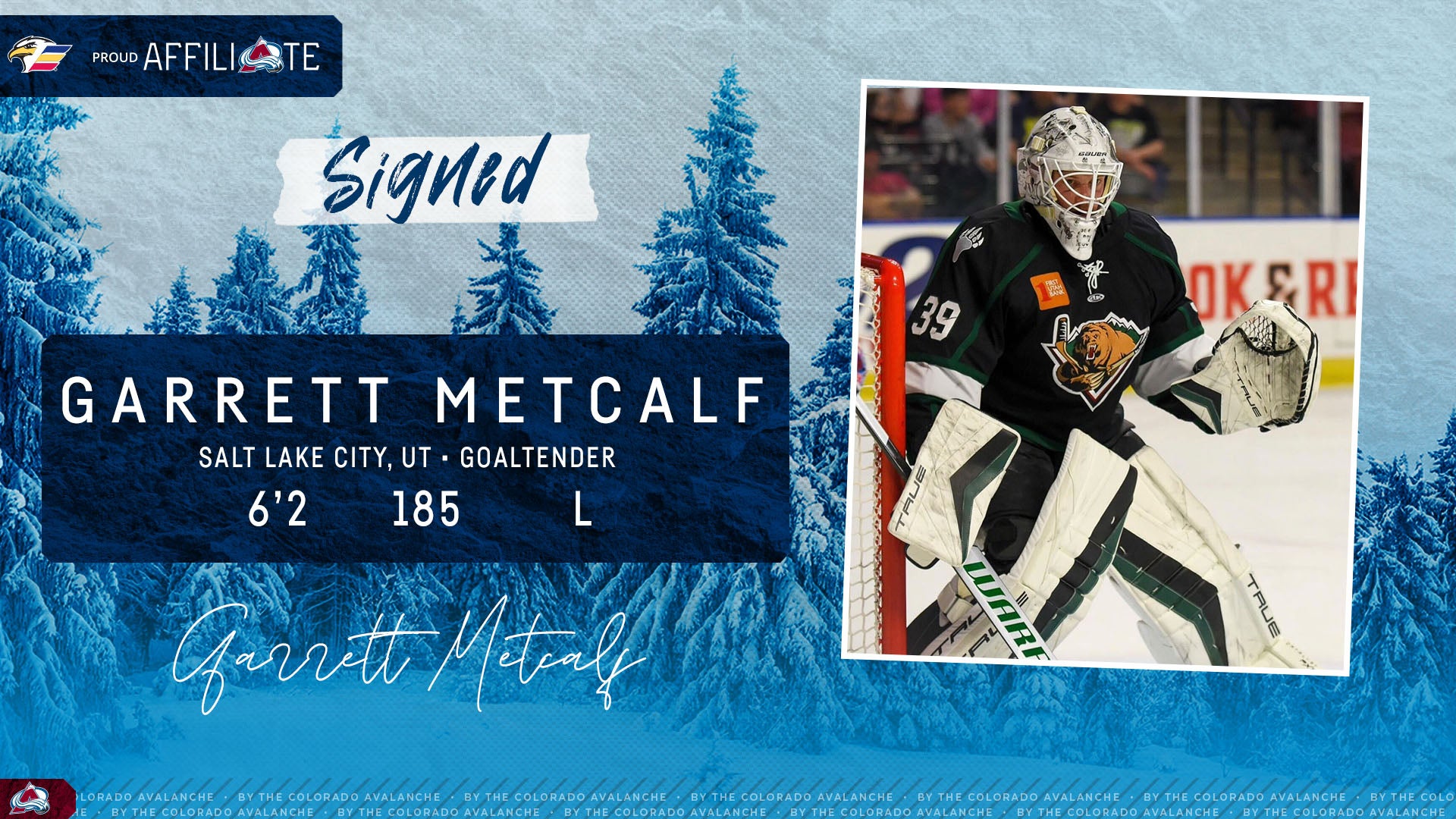 Goaltender Garrett Metcalf Signs One-Year AHL Contract | Colorado Eagles