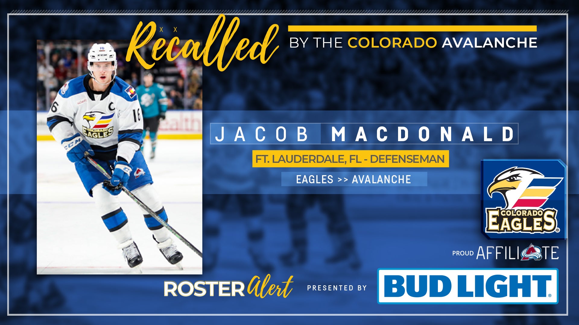 MacDonald Recalled to Colorado Avalanche | Colorado Eagles