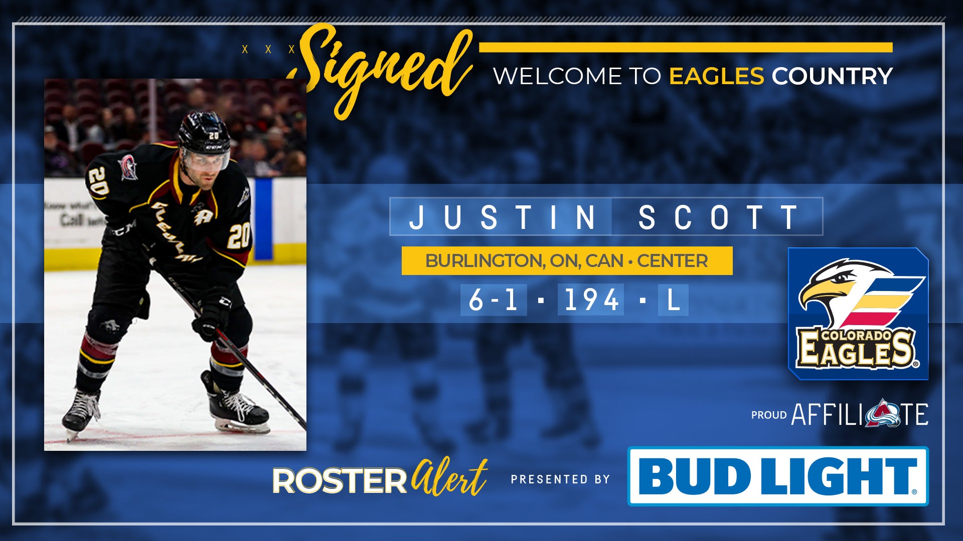 Eagles Sign Forward Justin Scott to One-Year Deal | Colorado Eagles