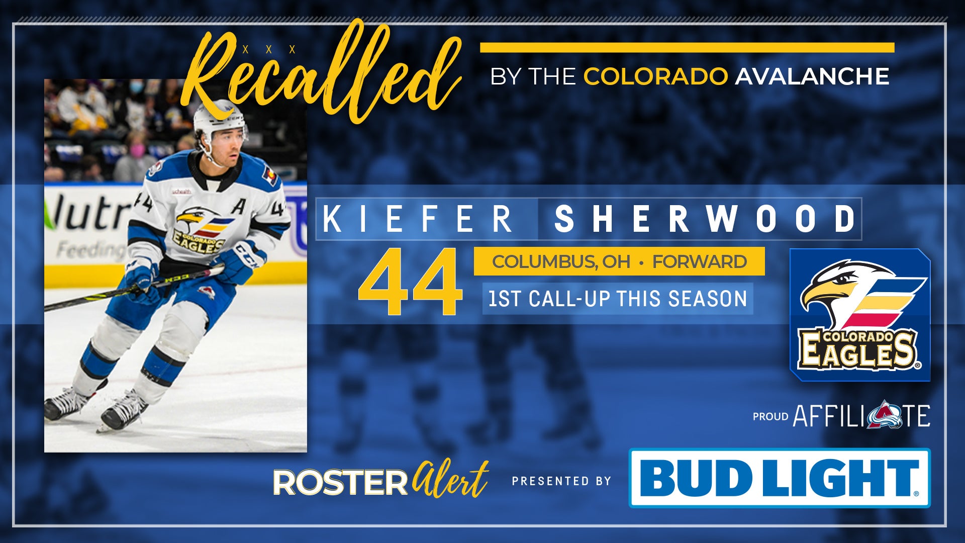 Sherwood Recalled by Colorado Avalanche | Colorado Eagles