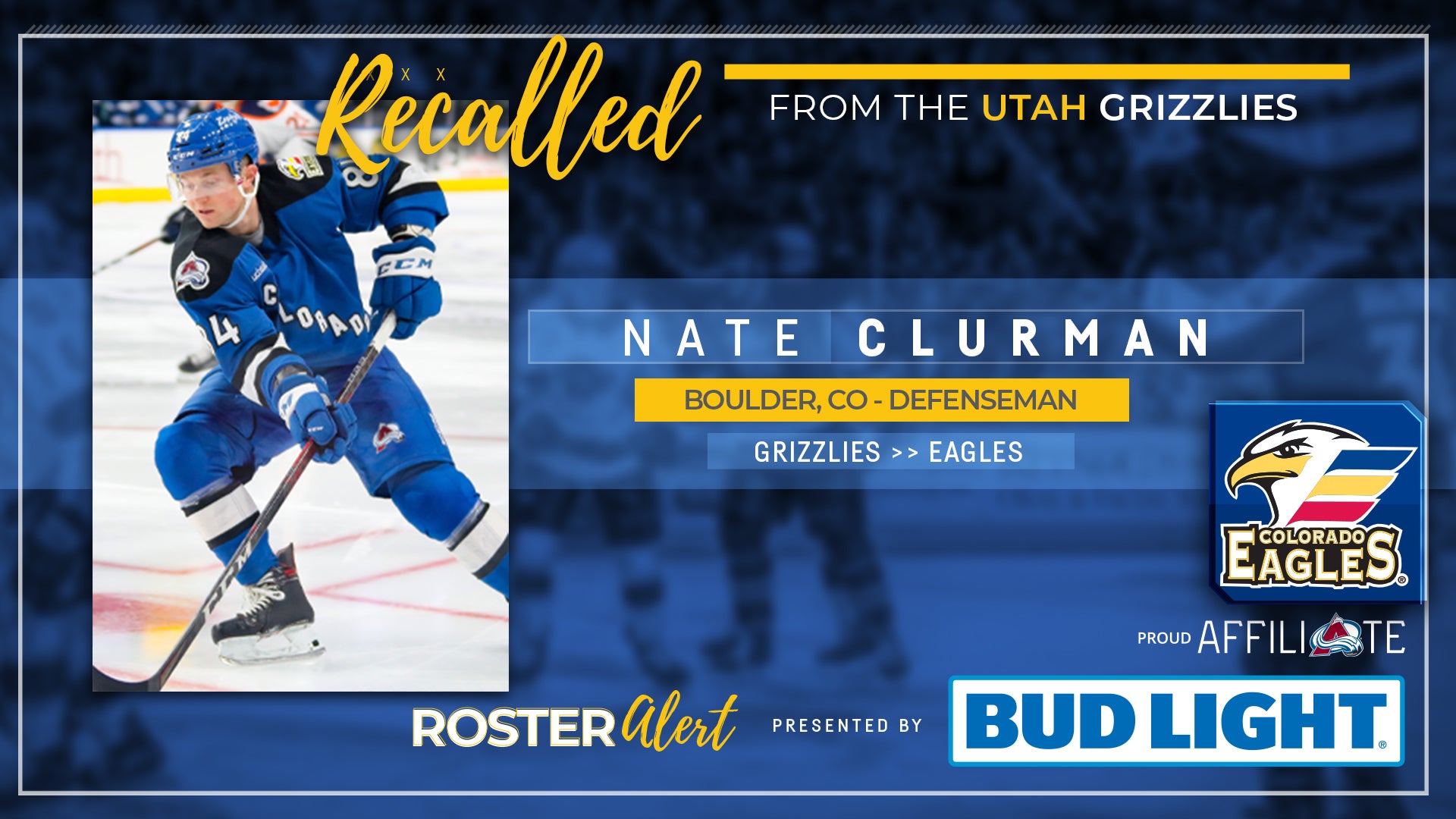 Colorado Eagles Recall Defenseman Nate Clurman | Colorado Eagles