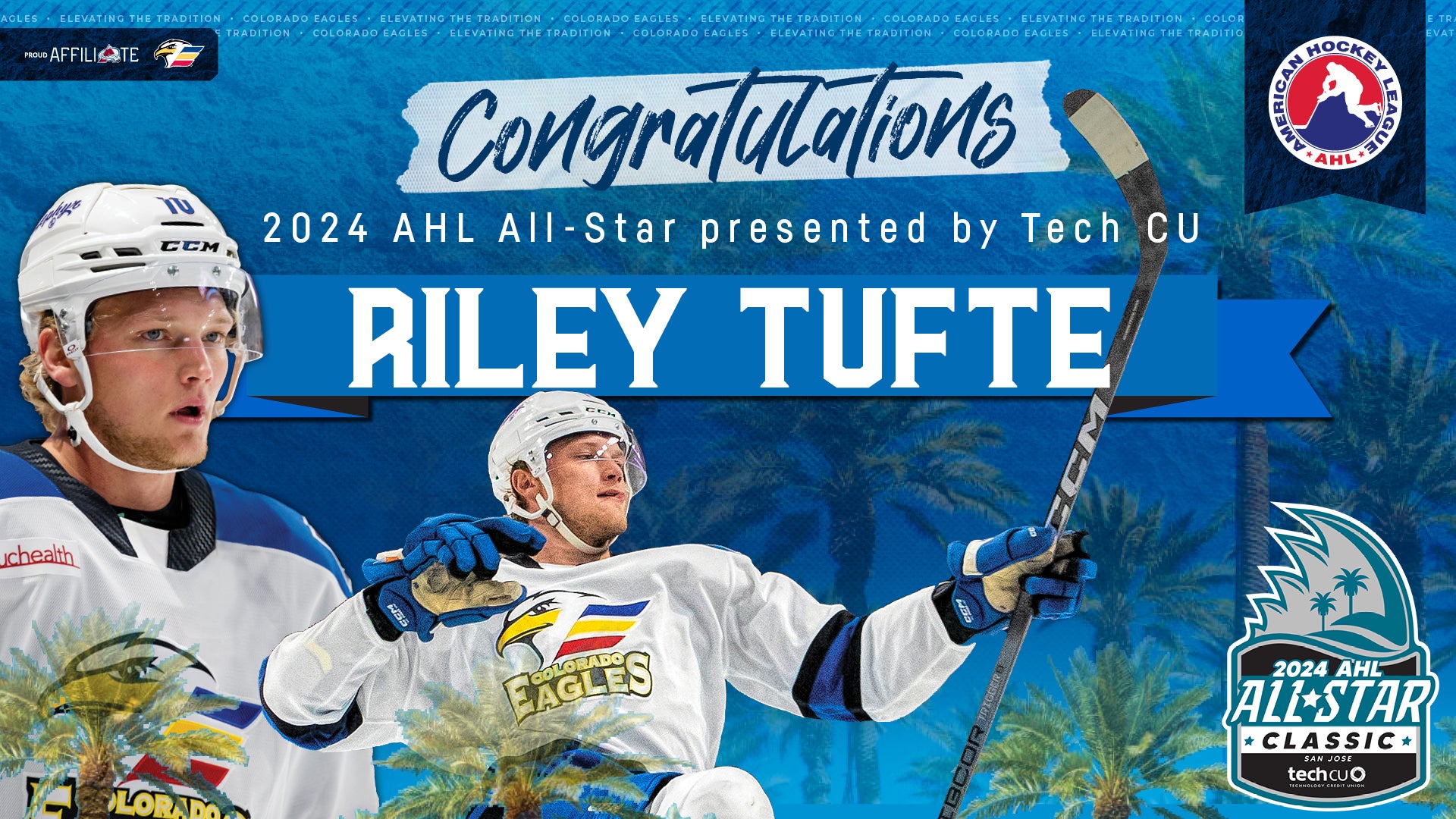 Riley Tufte to Represent Colorado Eagles at 2024 AHL All-Star Classic ...
